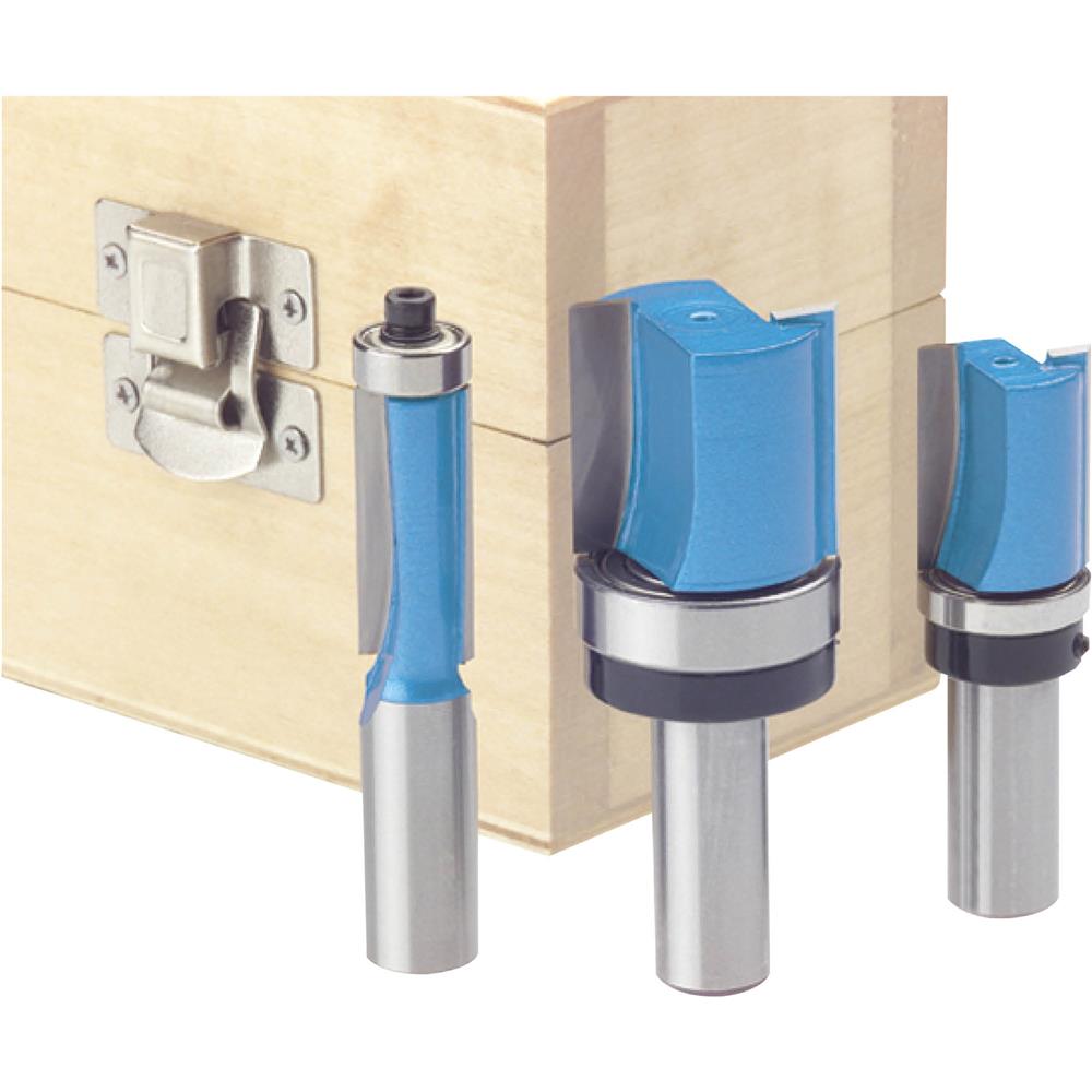 3 Pc. Straight Flush Trim Bit Set, 1/2" Shank - Grizzly Industrial, Inc.