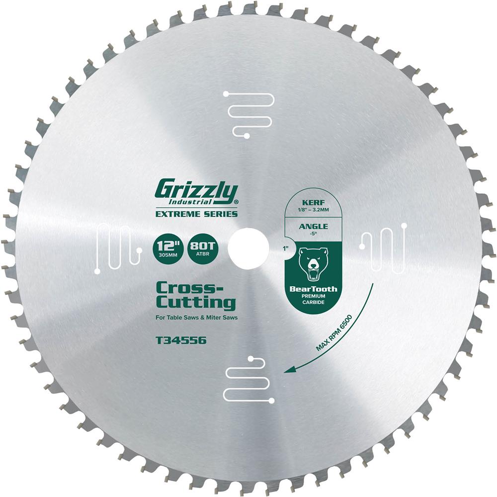 Grizzly T34556 - 12" x 1" 80T ATBR Extreme Series Crosscut Saw Blade ...