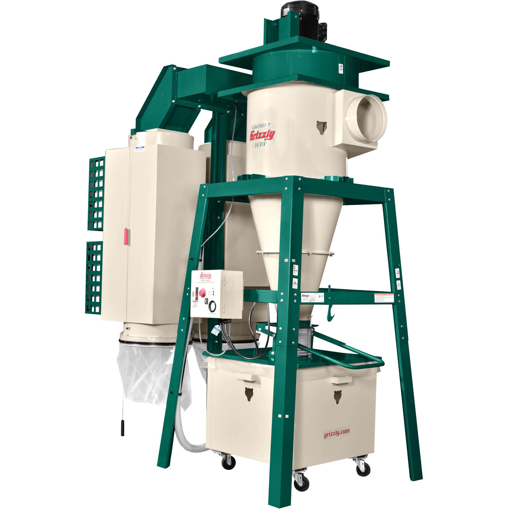10 HP 3-Phase Dual-Filtration HEPA Cyclone Dust Collector - Grizzly ...