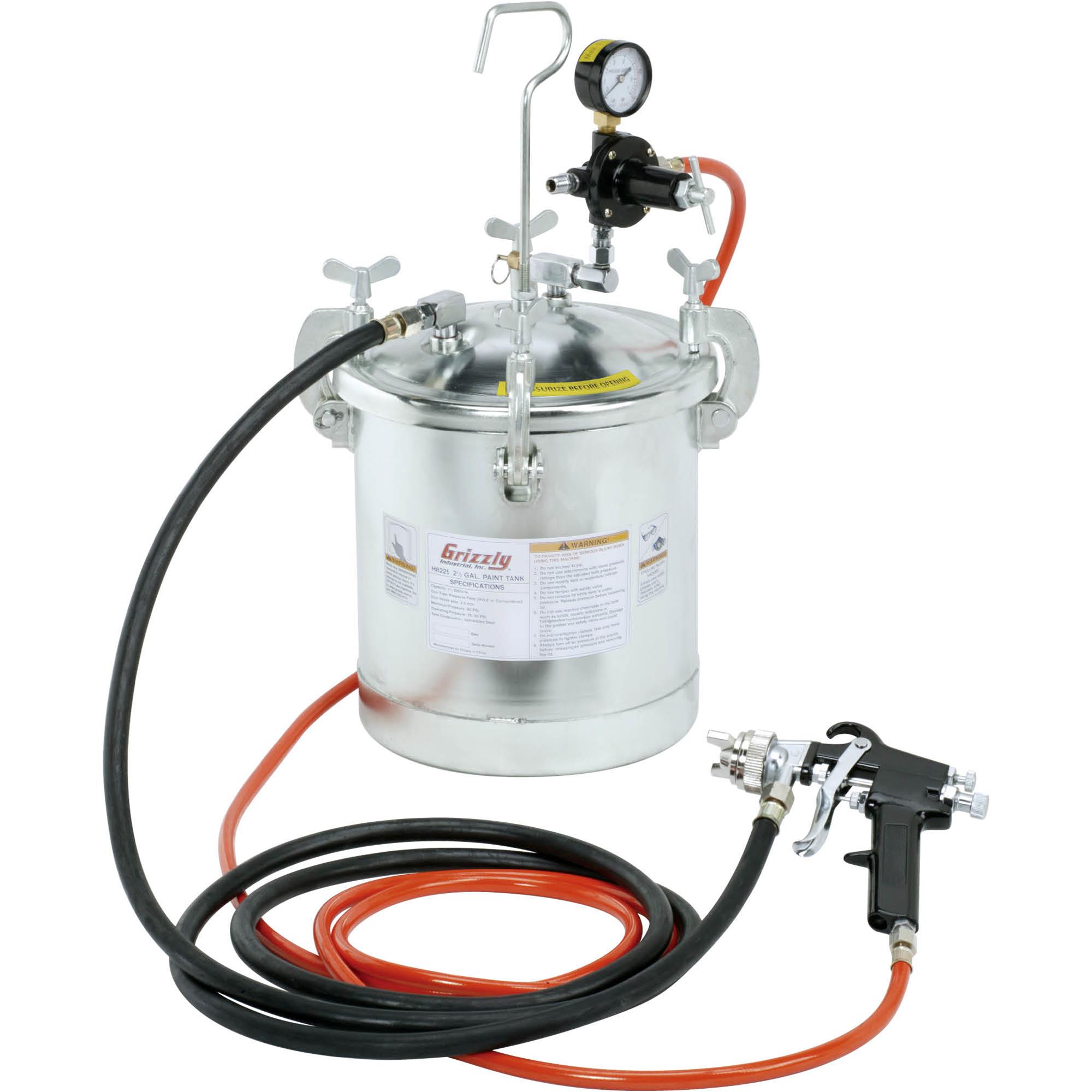 10-Liter Paint Tank with Gun - Grizzly Industrial