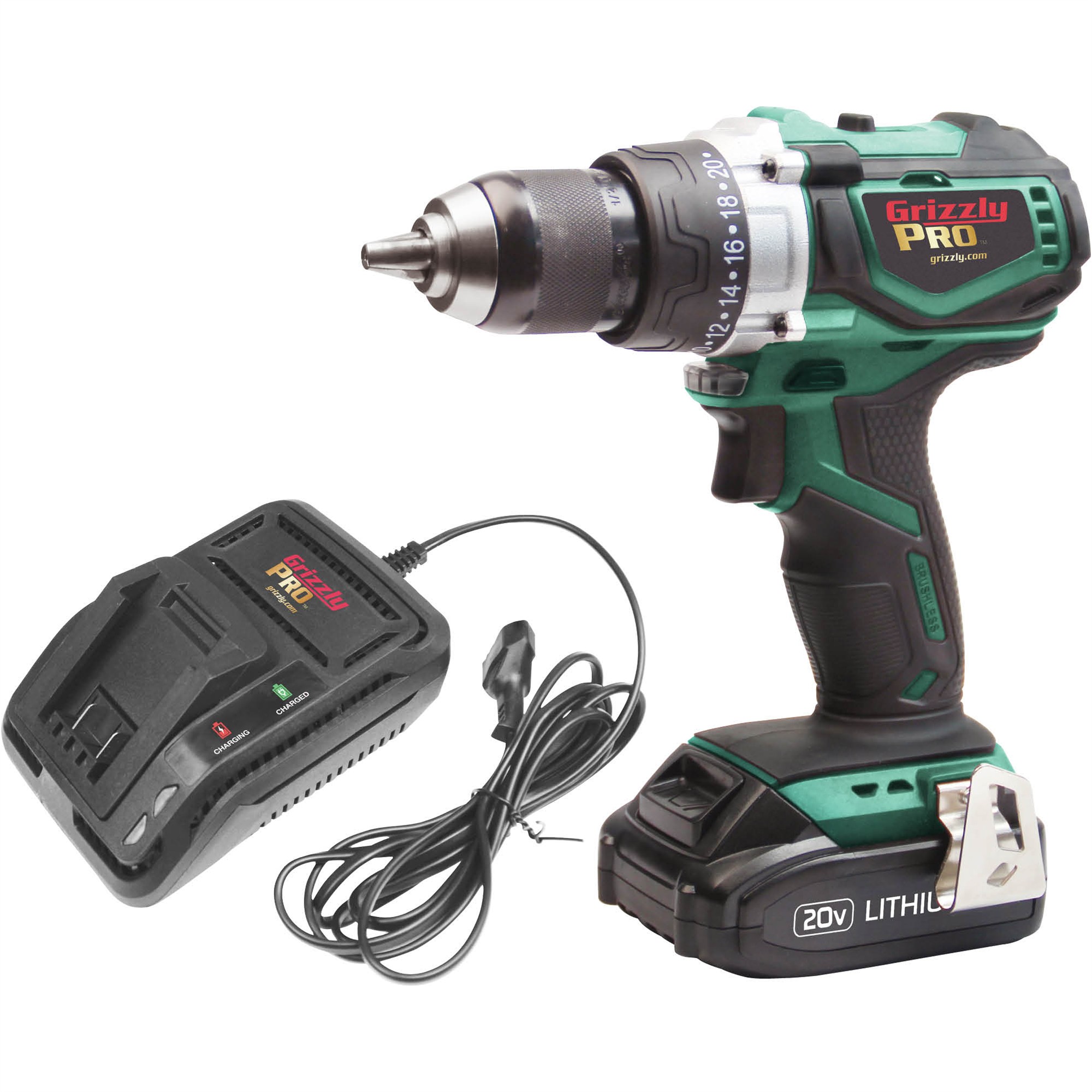 20V Hammer Drill Kit with Li Ion Battery Charger Grizzly Industrial Inc