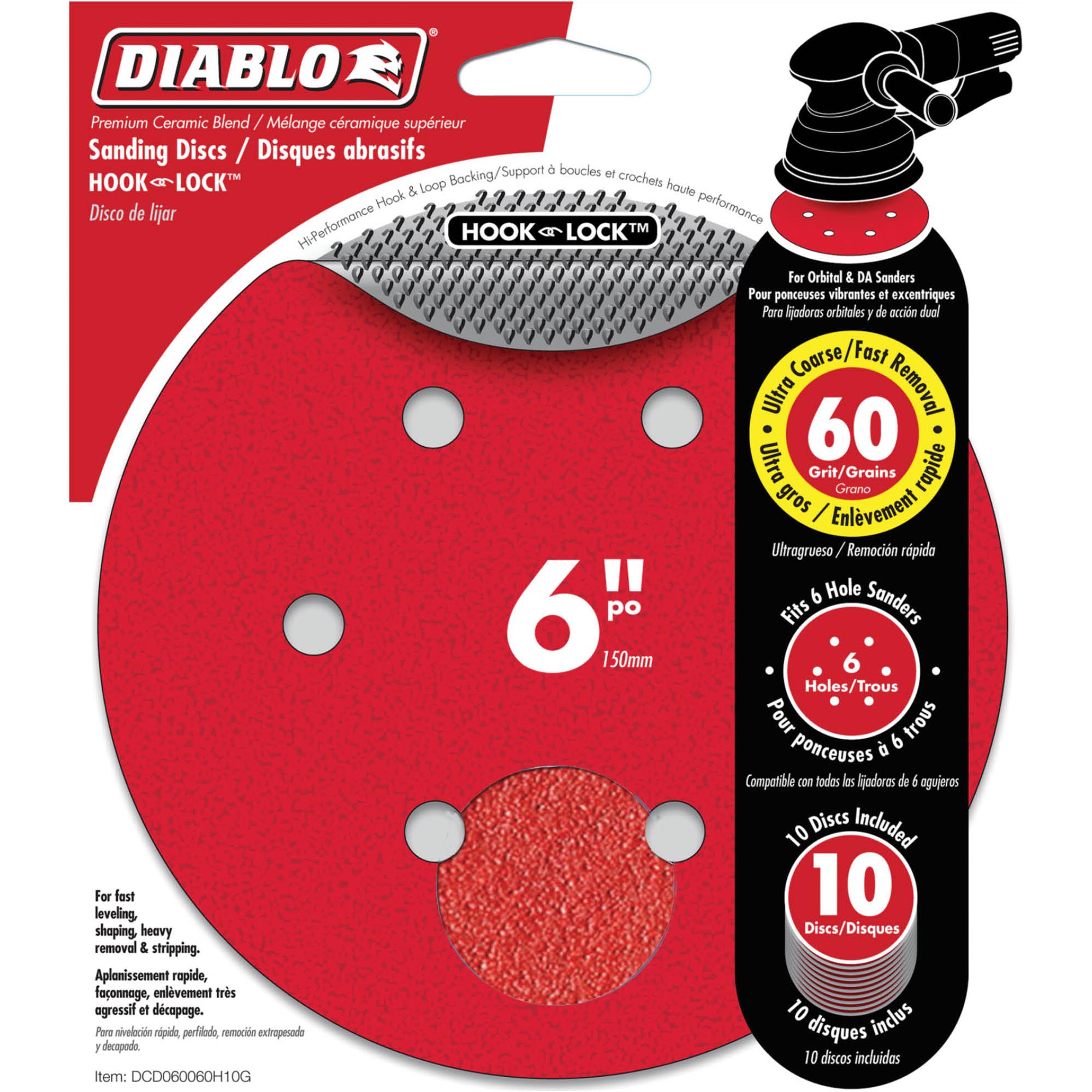 6" 60 Grit (Ultra Coarse) ROS Hook & Lock™ Discs 10 Pk - Grizzly ...